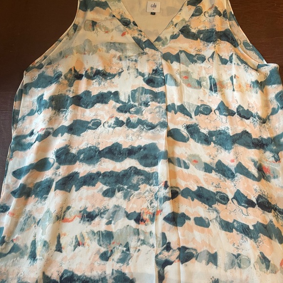 CAbi | Tops | Cabi Green And White Tank Top Sleeveless Style | Poshmark
